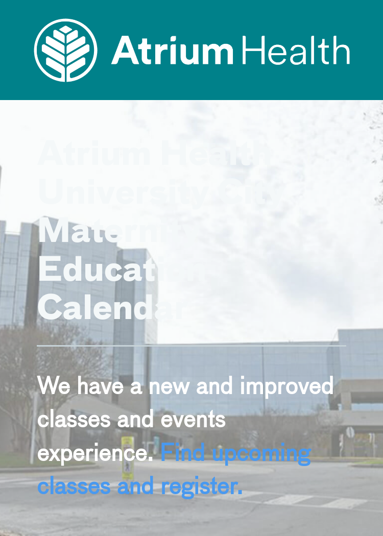 Atrium Health University City Maternity Education Calendar