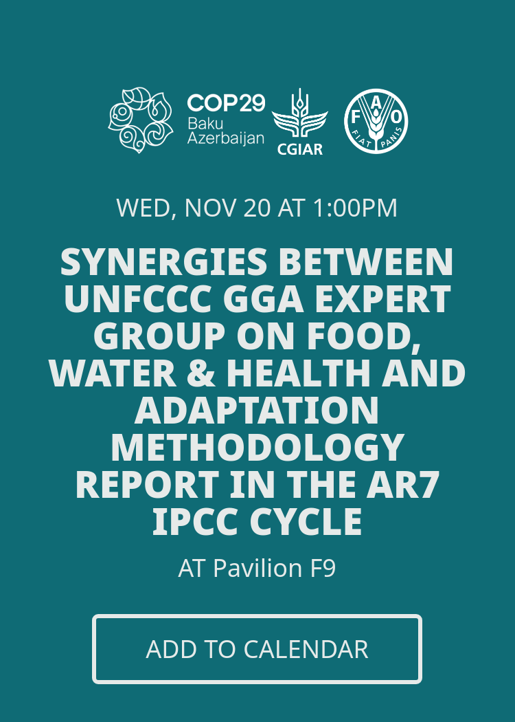 Synergies between UNFCCC GGA Expert Group on Food, Water & Health and ...