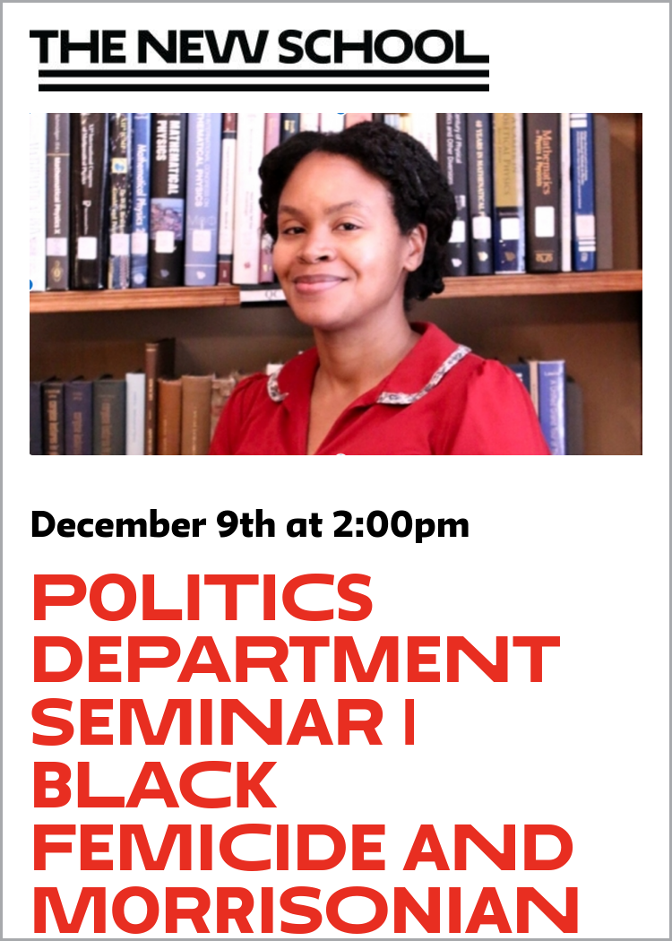 Politics Department Seminar | Black Femicide and Morrisonian Democracy